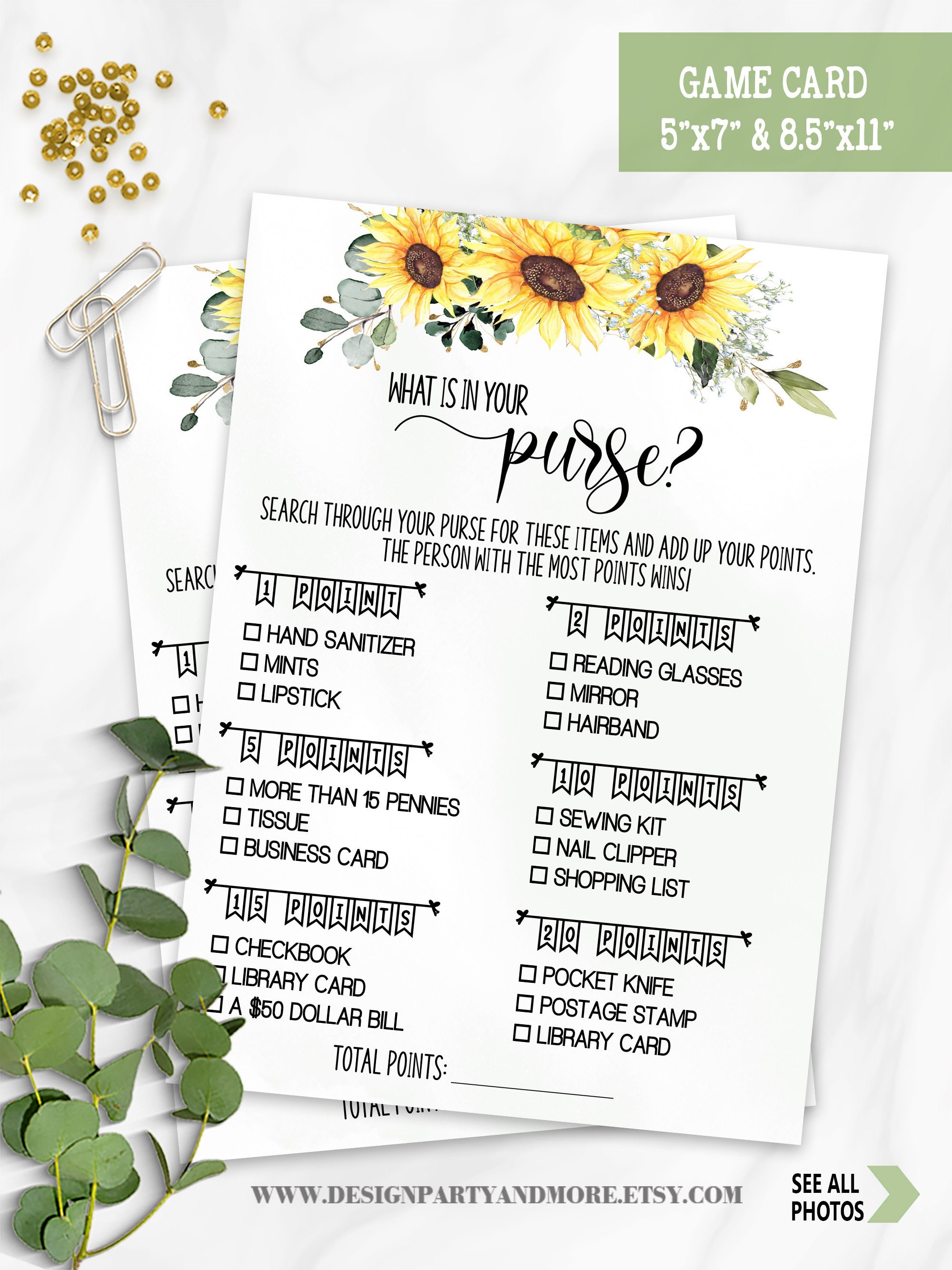 What is in Your Purse Bridal Shower Game, Find in Your Purse Game ...