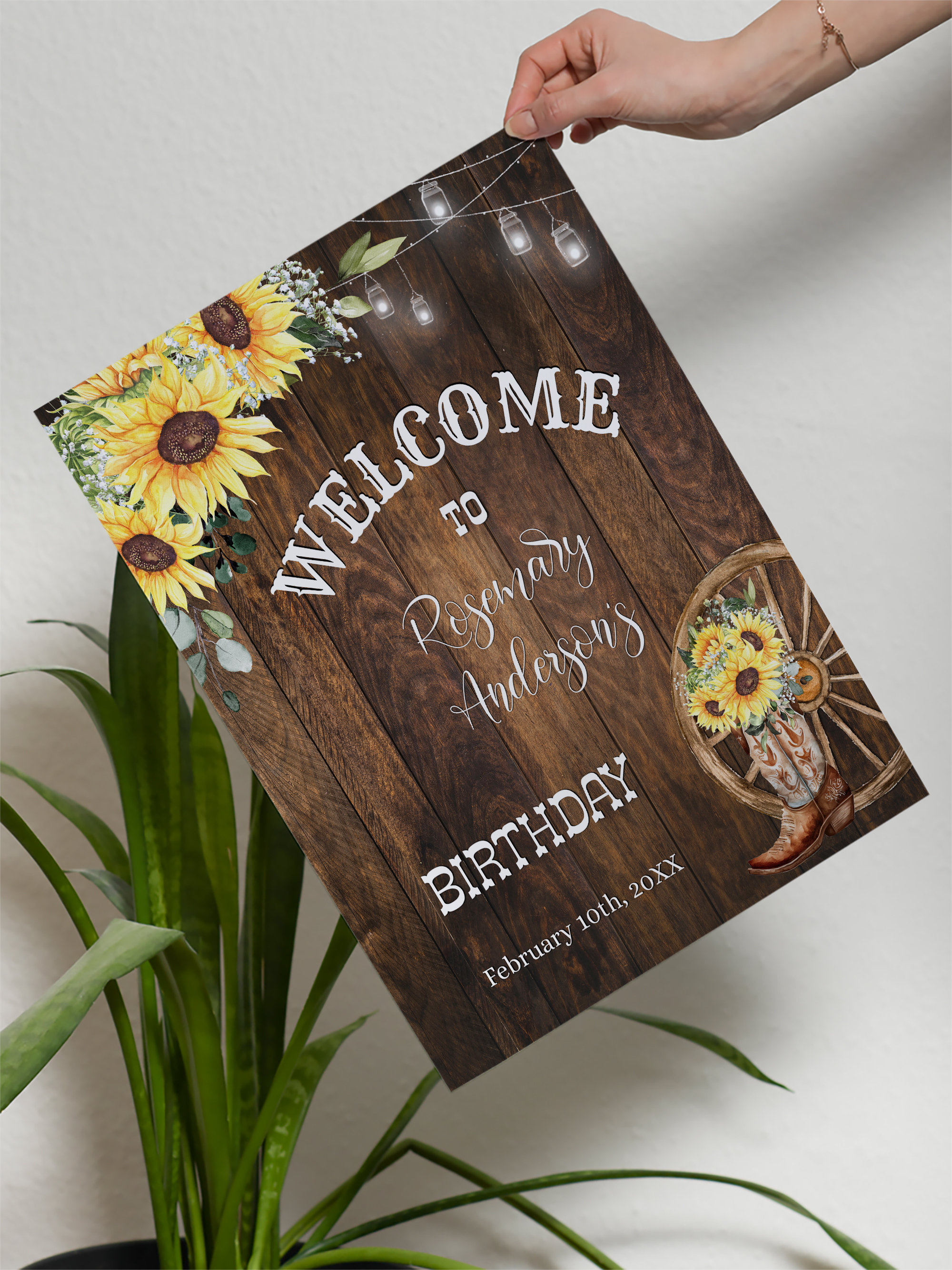 Sunflowers Welcome Sign Western Birthday Party, Rustic Wood Country ...