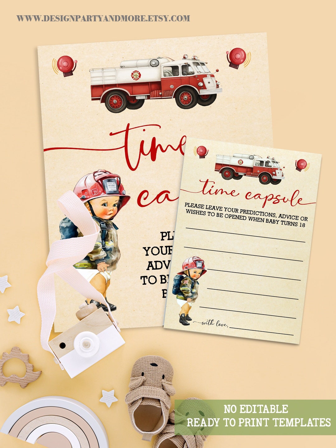 Little Firefighter Time Capsule for the Baby Shower Game, Fireman Fire ...