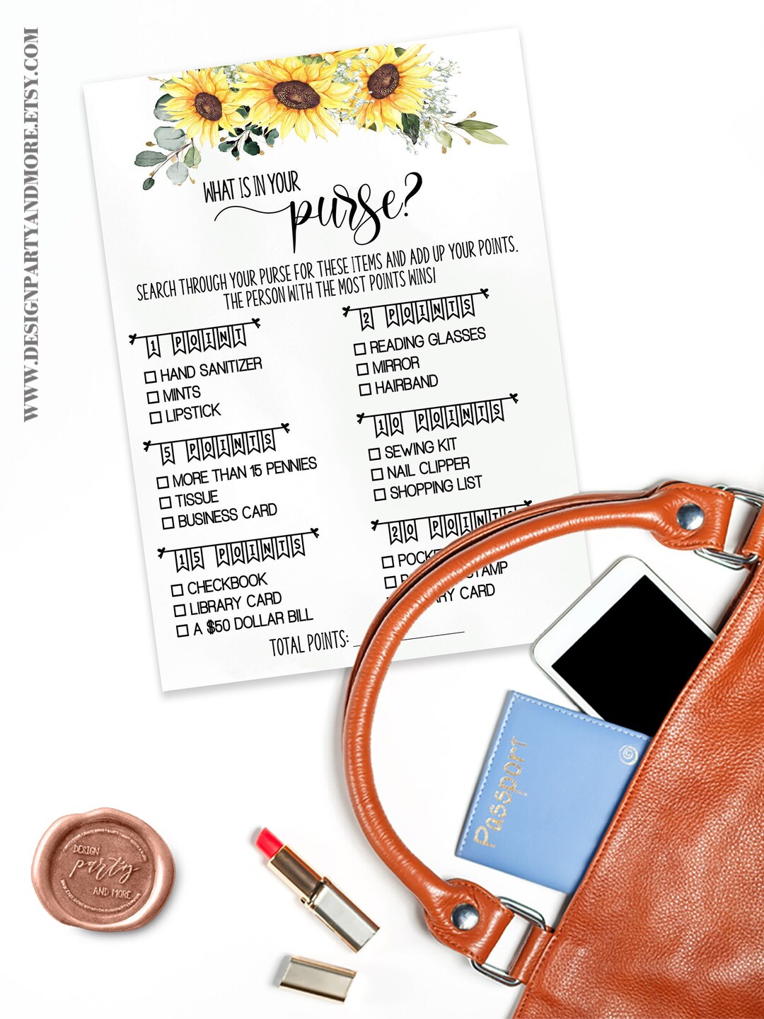 What is in Your Purse Bridal Shower Game, Find in Your Purse Game ...