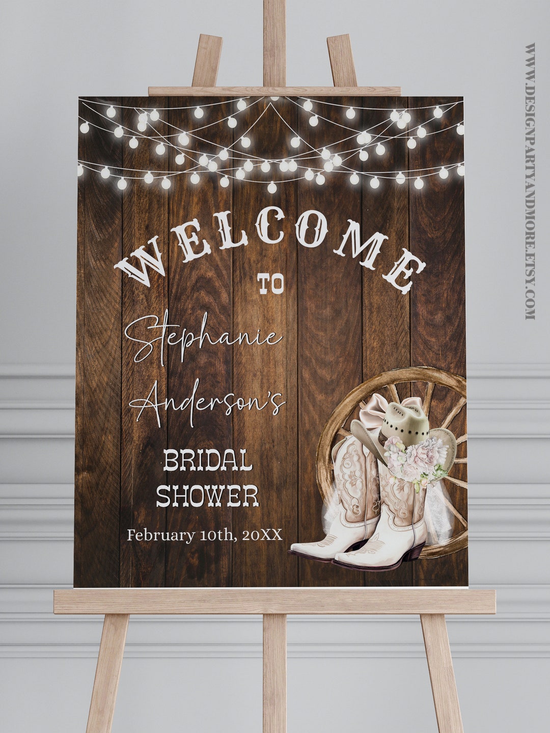 Western Cowgirl Bridal Shower Welcome Sign Western Party, Rustic Wood ...