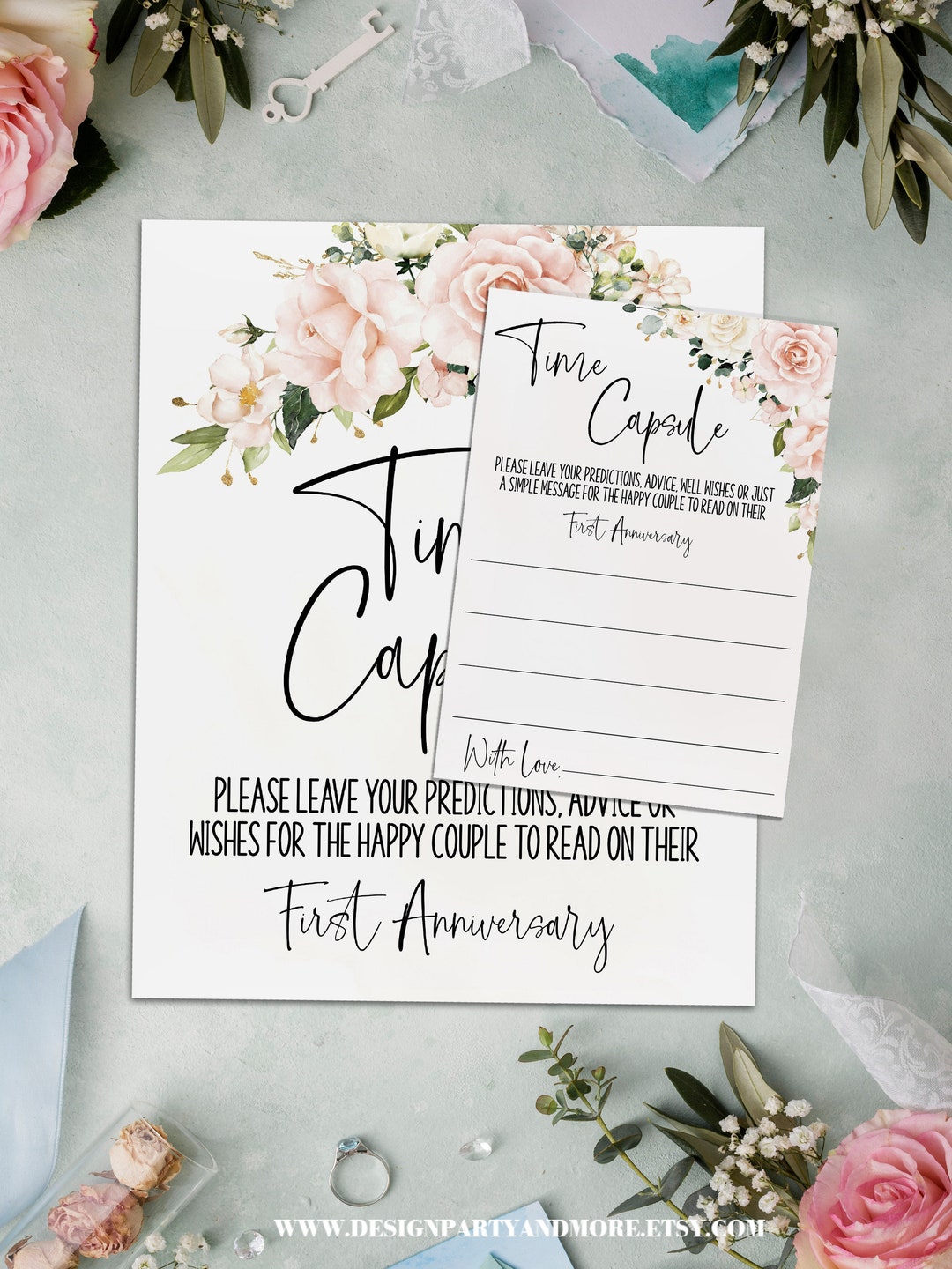 Time Capsule Bridal Shower Game, Leave a Note for the Couple Game, Pink ...