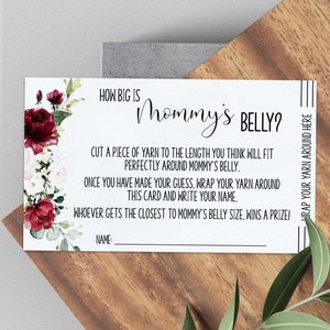 How Big is Mommy's Belly Shower Game, Marsala Baby Shower Game, Guess ...