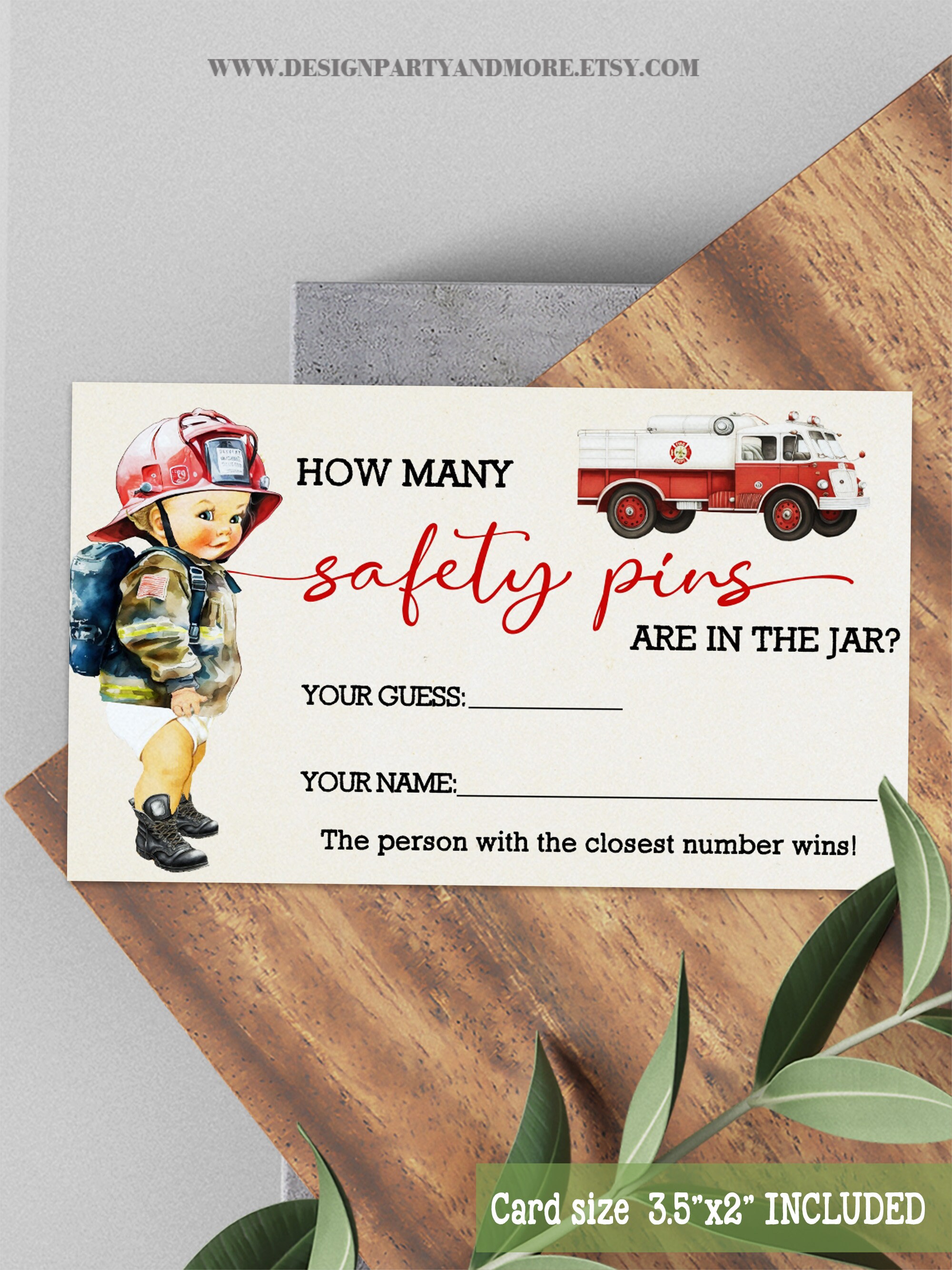 Little Firefighter Guess How Many Safety Pins Baby Shower Game, Fireman ...
