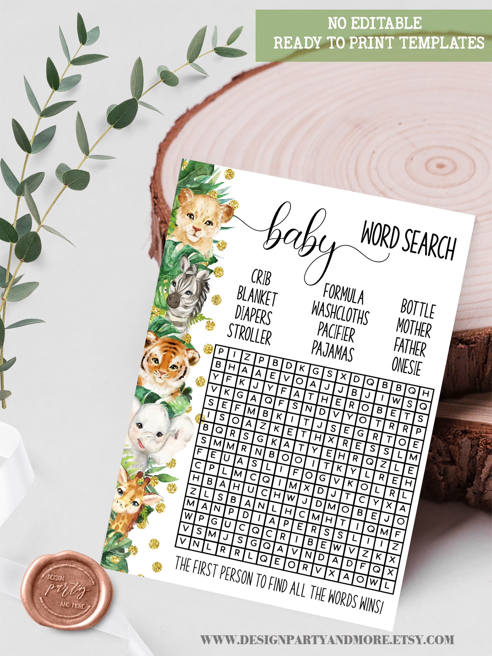 Safari Baby Shower Word Search Baby Shower Word Scramble Game Free