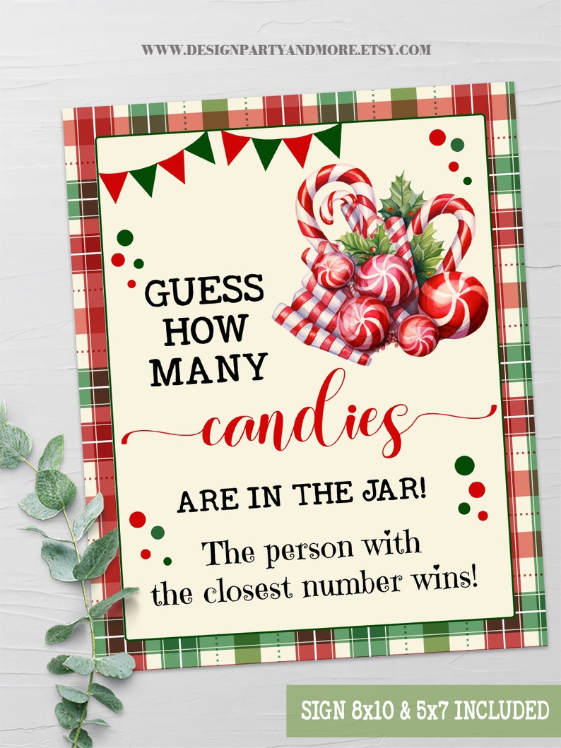 Christmas Guess How Many Candies Game Vintage Santa Christmas Family ...