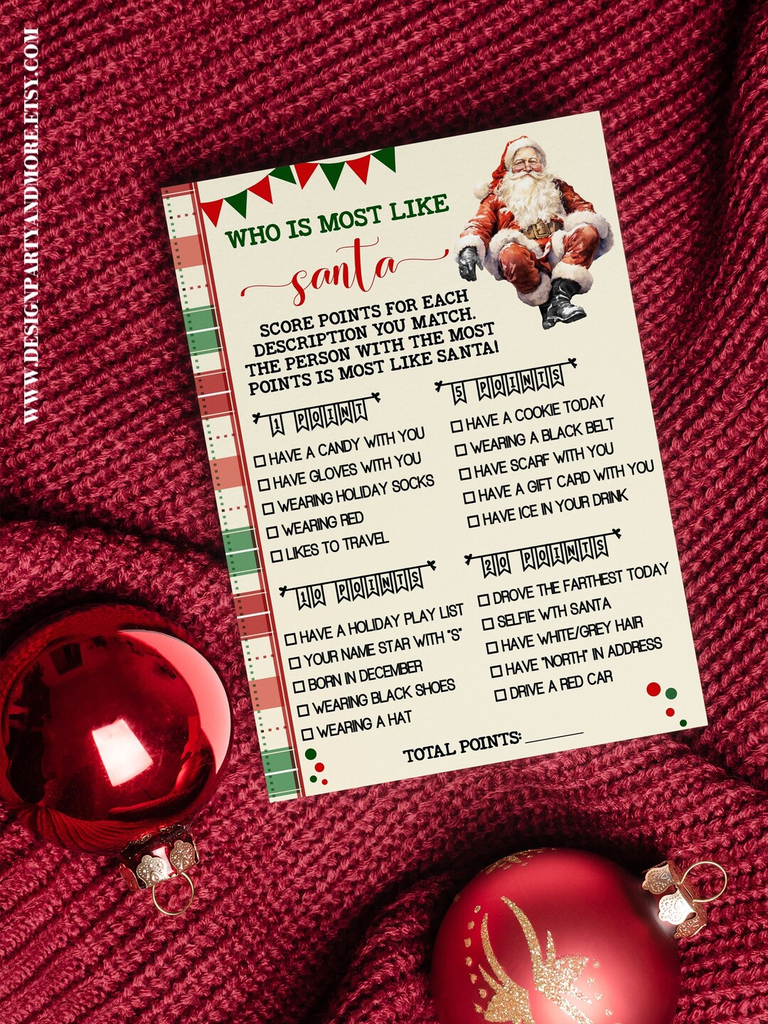 Christmas Who is Most Like Santa Game, Vintage Santa Christmas, Family ...