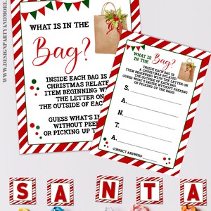 Christmas Guess What is in the Bag Game, Elves Christmas Game, Red ...