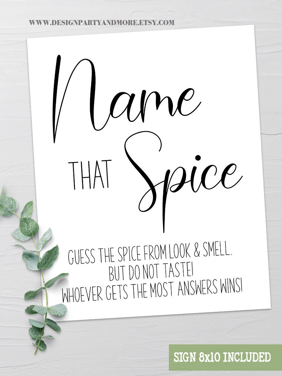 Name That Spice Minimalist Bridal Shower Game, Simple Elegant Wedding ...