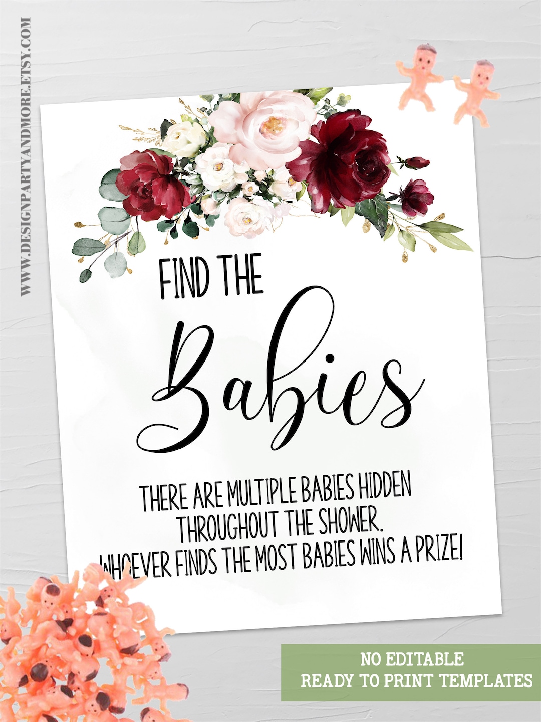 Find the Babies Marsala Baby Shower Game, Find Baby Game, Country ...