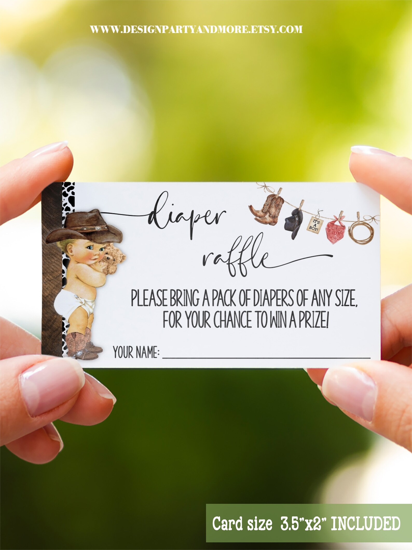 Cowboy Diaper Raffle Ticket & Sign, Bring Diapers for Prize Western ...
