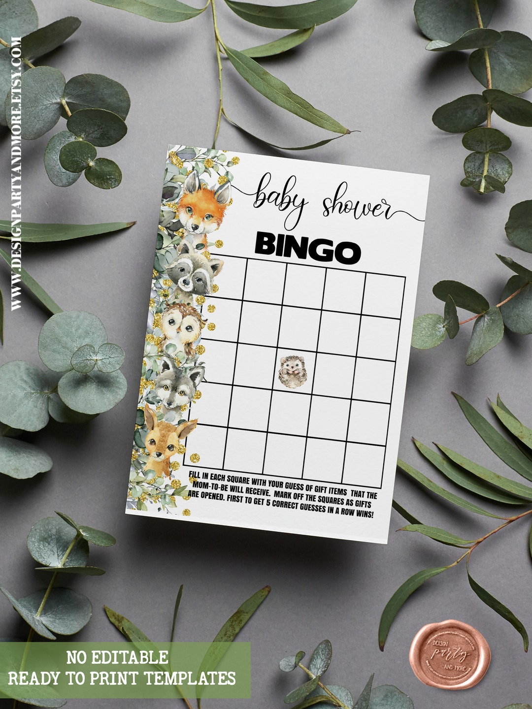 Forest Animals Bingo Baby Shower Game, Woodland Animals Shower, Wild ...
