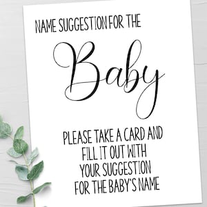 Suggest a Name for the Baby, Minimalist Baby Shower, Suggest a Name ...