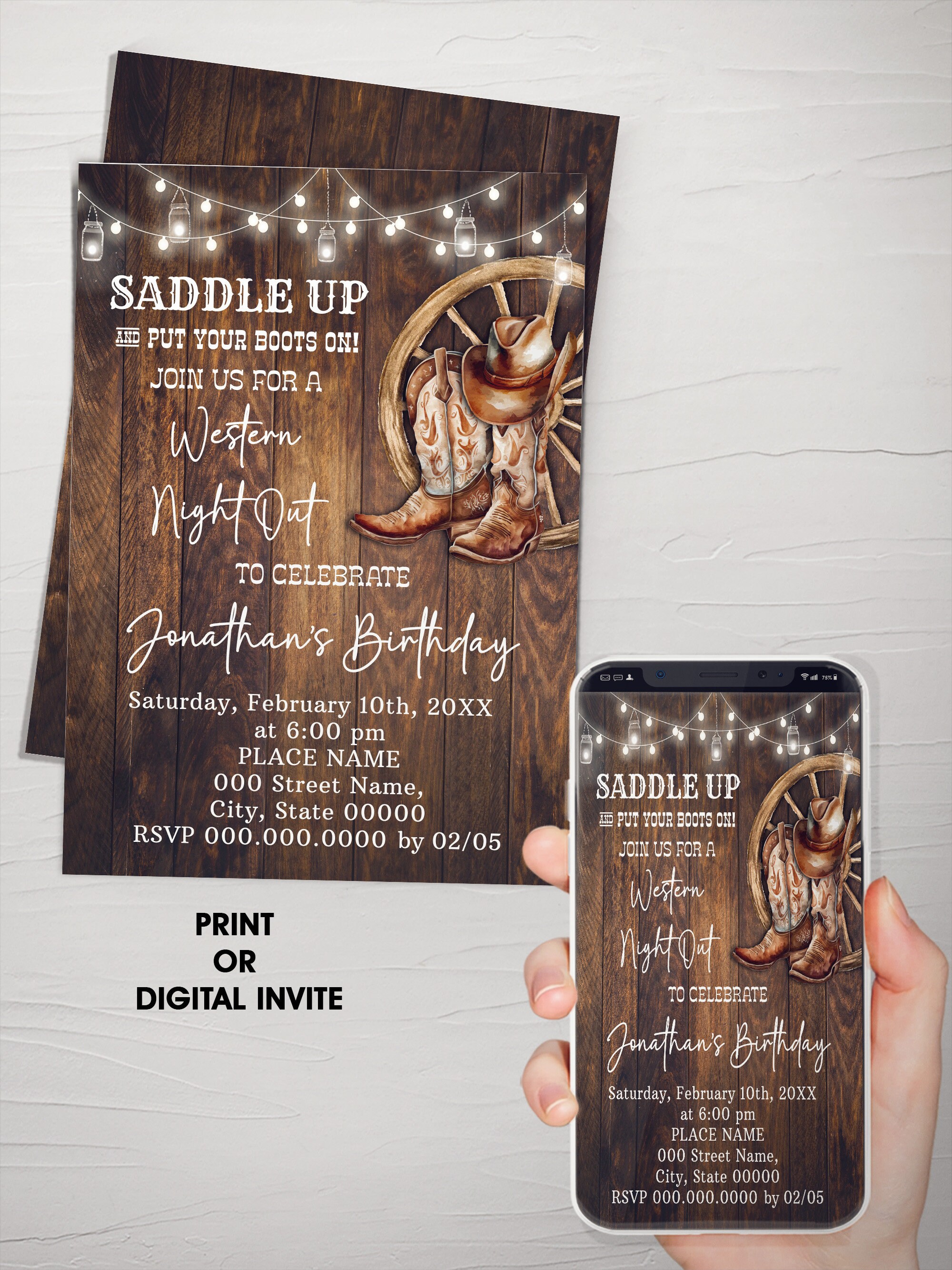 Western Night Out Western Birthday Party Invitation, Saddle up Put Your ...
