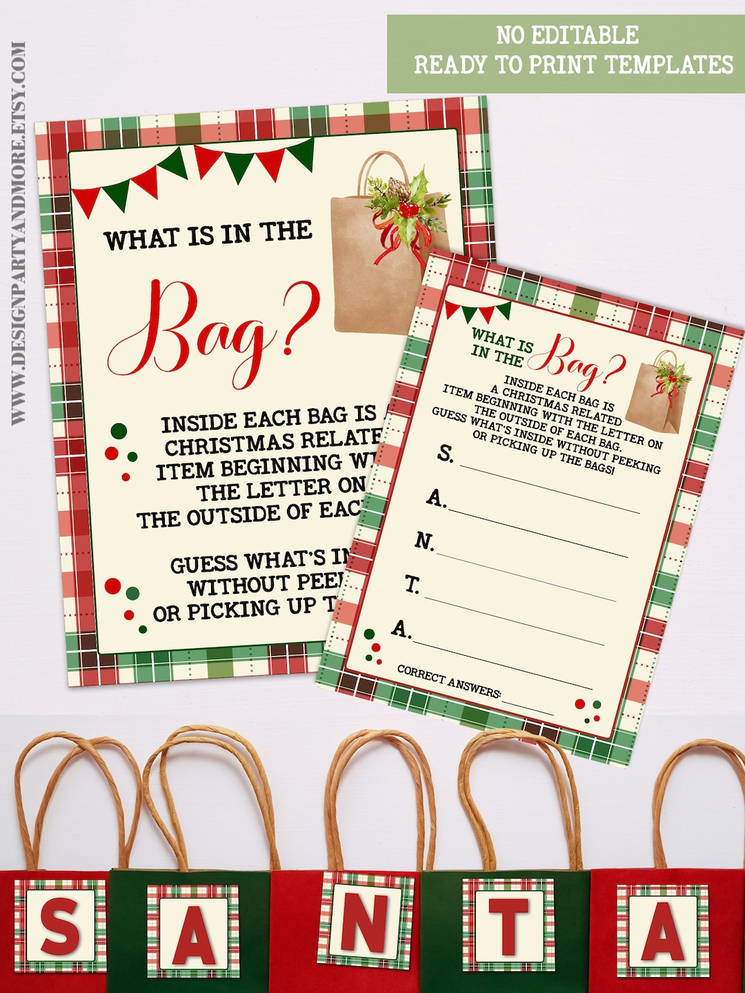 Christmas Guess What is in the Bag Game, Vintage Santa Christmas ...