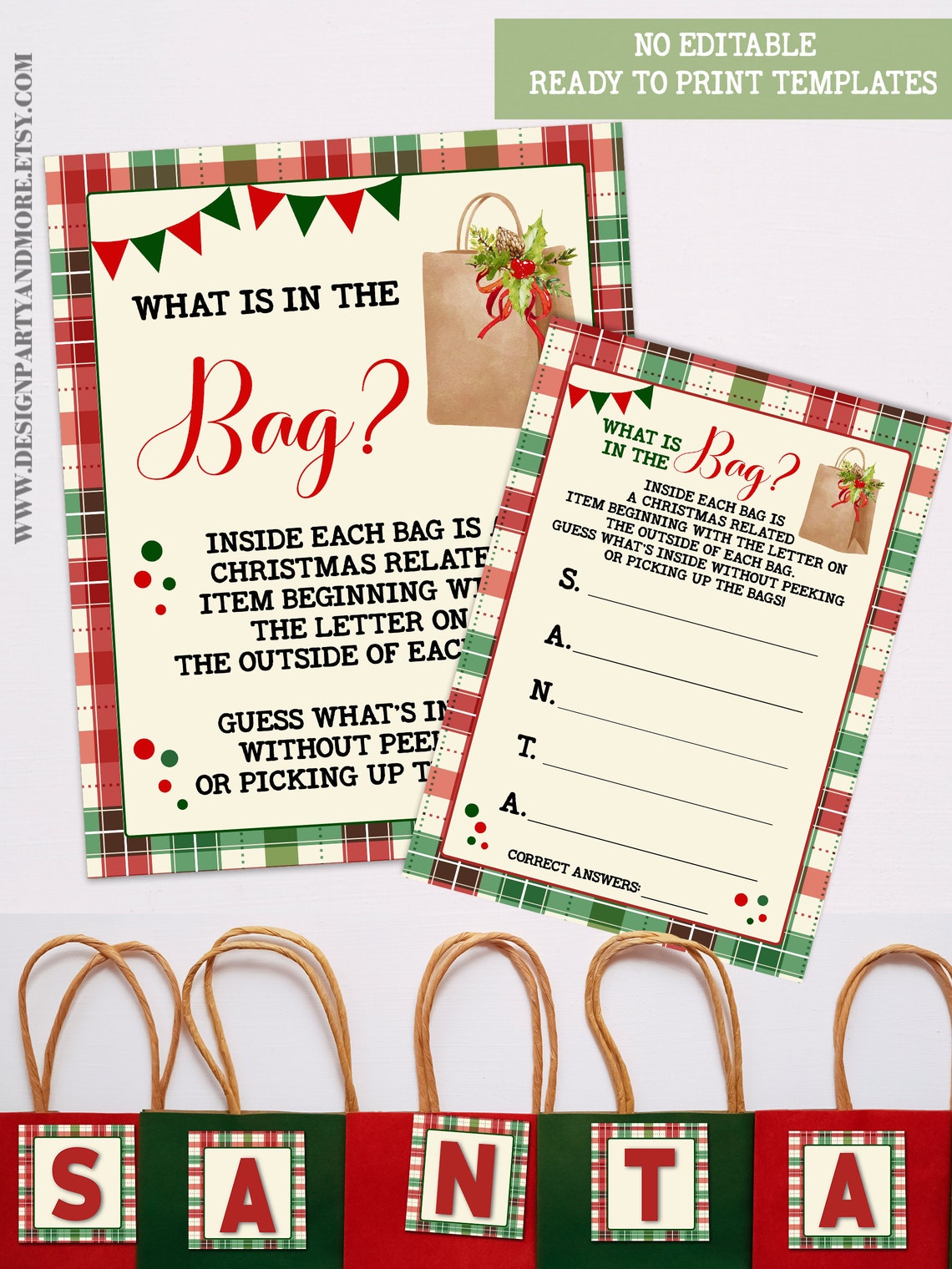 Christmas Guess What is in the Bag Game, Vintage Santa Christmas ...