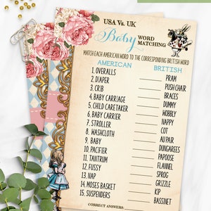 US Vs UK Baby Shower Game, How to Say Baby Words Game, Alice in ...
