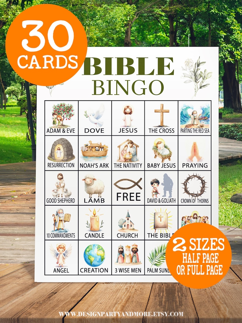 Bible Bingo Game Printable Christian Bingo for Kids Sunday School Game ...