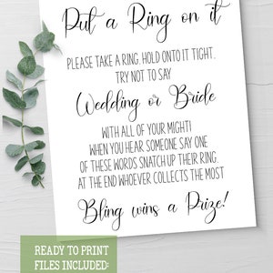 Minimalist Put a Ring on It Bridal Shower Game (ready to Print) 30WG ...