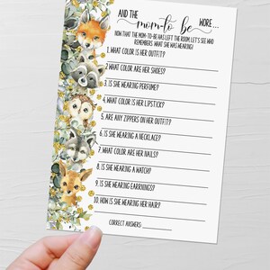 Forest Animals and Mom Wore Game, Woodland Animals Baby Shower, Wild ...