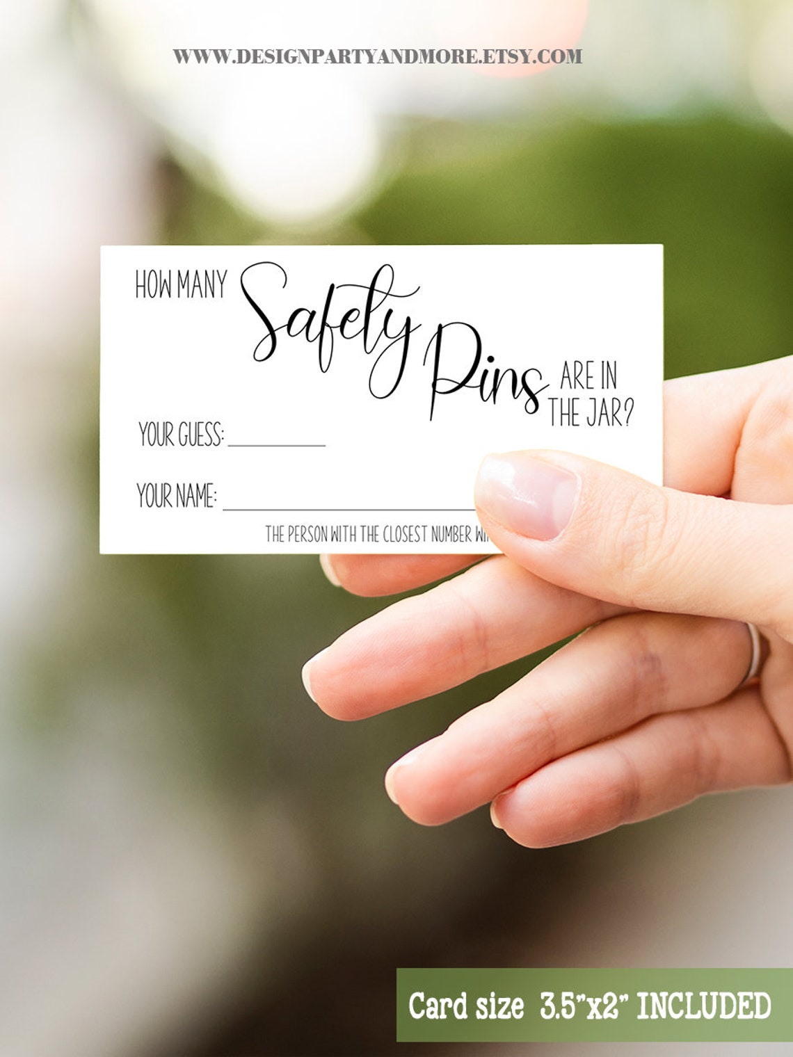 Guess How Many Safety Pins Game, Simple Baby Shower Game, Minimalist ...