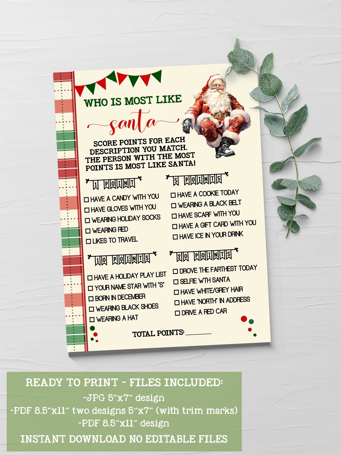 Christmas Who is Most Like Santa Game, Vintage Santa Christmas, Family ...