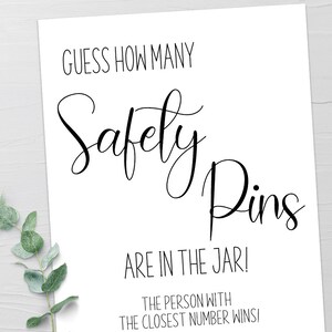 Guess How Many Safety Pins Game, Simple Baby Shower Game, Minimalist ...