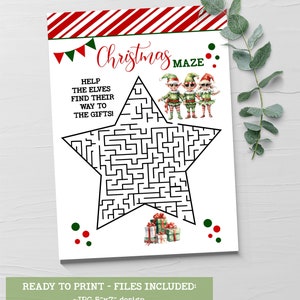 Christmas Maze Game, Holiday Maze, Elves Christmas Party Game, Red ...