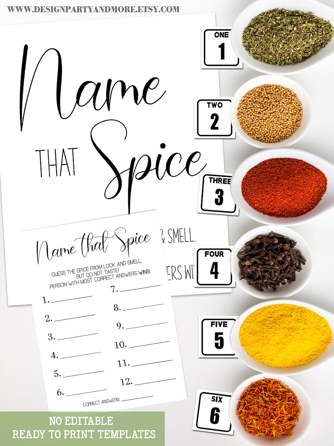 Minimalist Name That Spice Bridal Shower Game (printable) 20WG-200 - Etsy