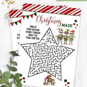 Christmas Maze Game, Holiday Maze, Elves Christmas Party Game, Red ...