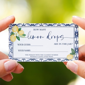 Guess How Many Lemon Drops Blue Mediterranean Lemon Bridal Shower Game ...