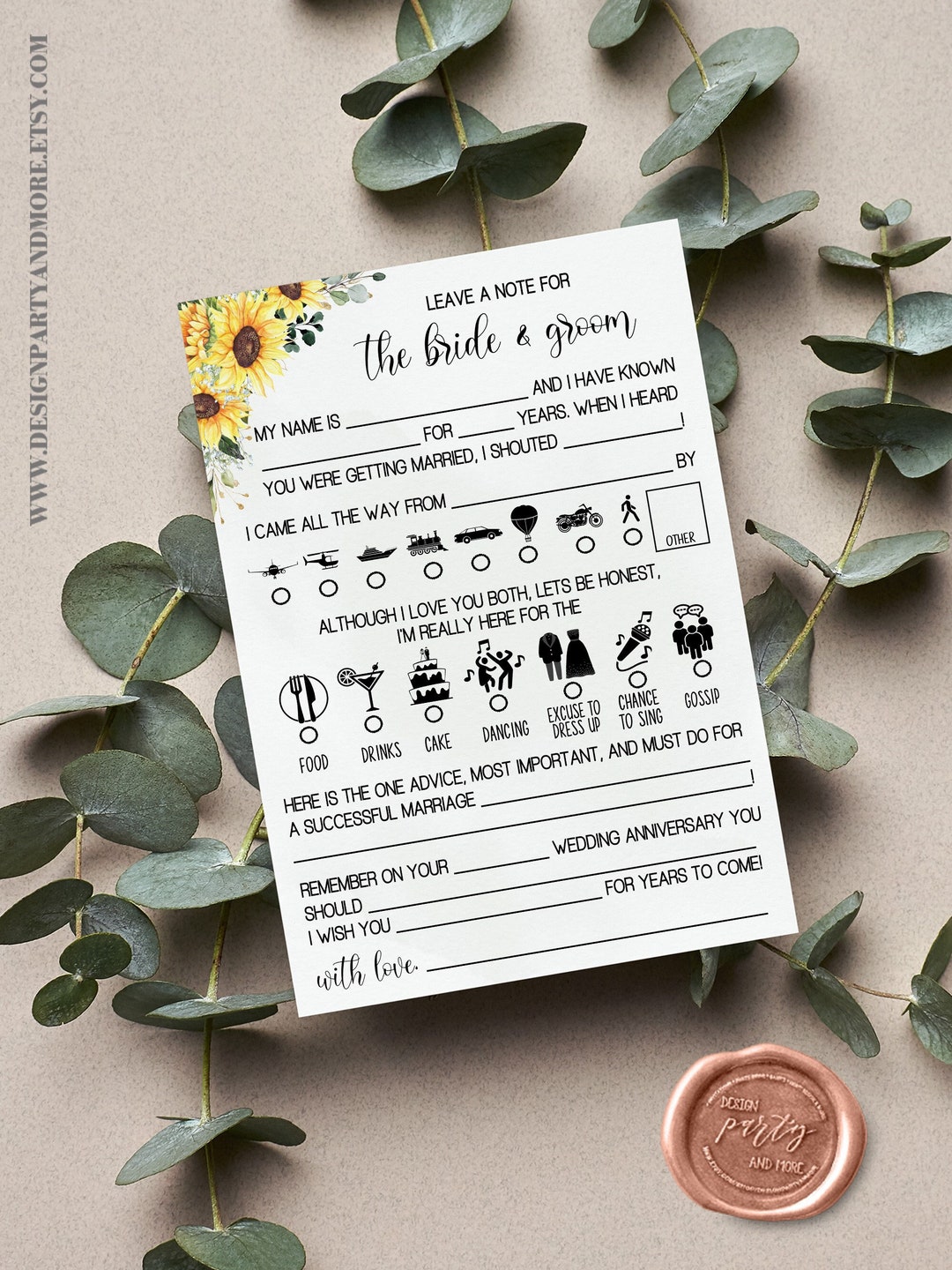 Note to the Newlyweds Game, Leave a Note for Couple Wedding Activity ...