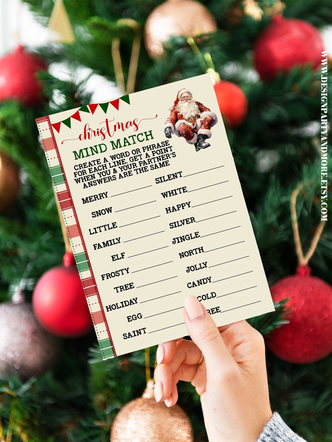 Christmas Mind Match Game, Finish the Sentence Game Vintage Santa ...