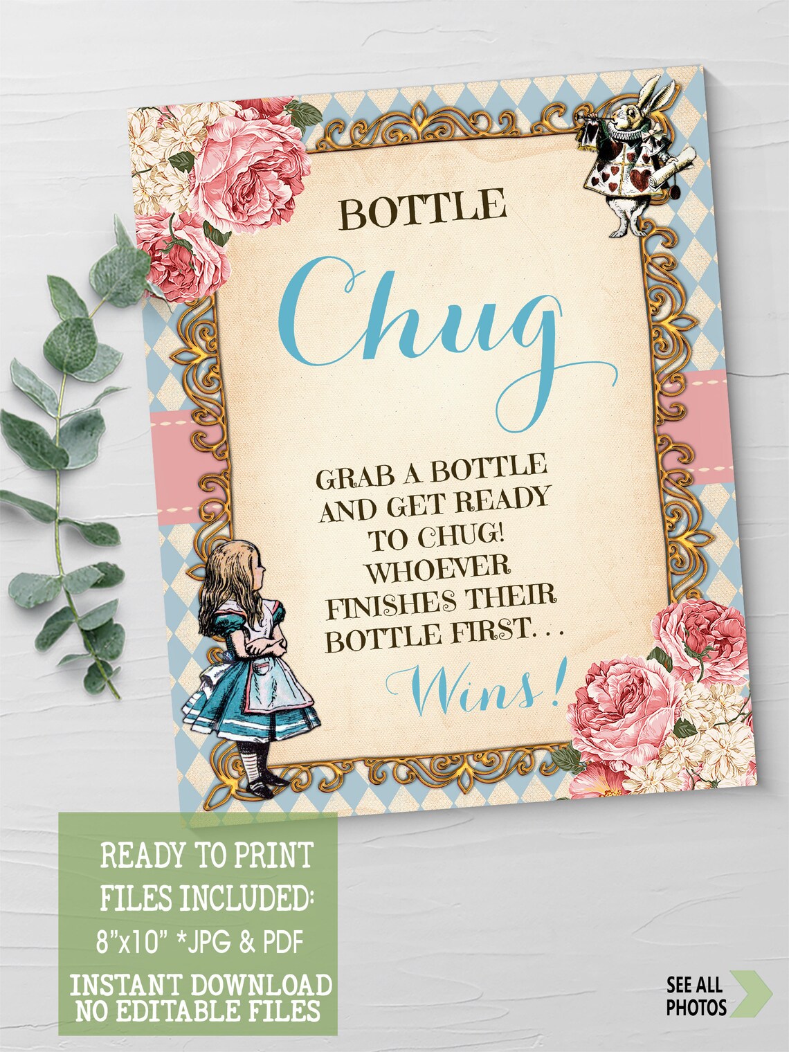 Bottle Chug Baby Shower Game, Drink Baby Bottle Game, Alice in ...