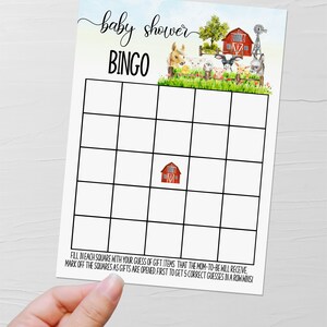 Farm Animals Bingo Baby Shower Game, Red Barn Shower, Ranch Animals ...