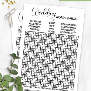 Wedding Word Search Minimalist Bridal Shower Game, Simple Elegant ...