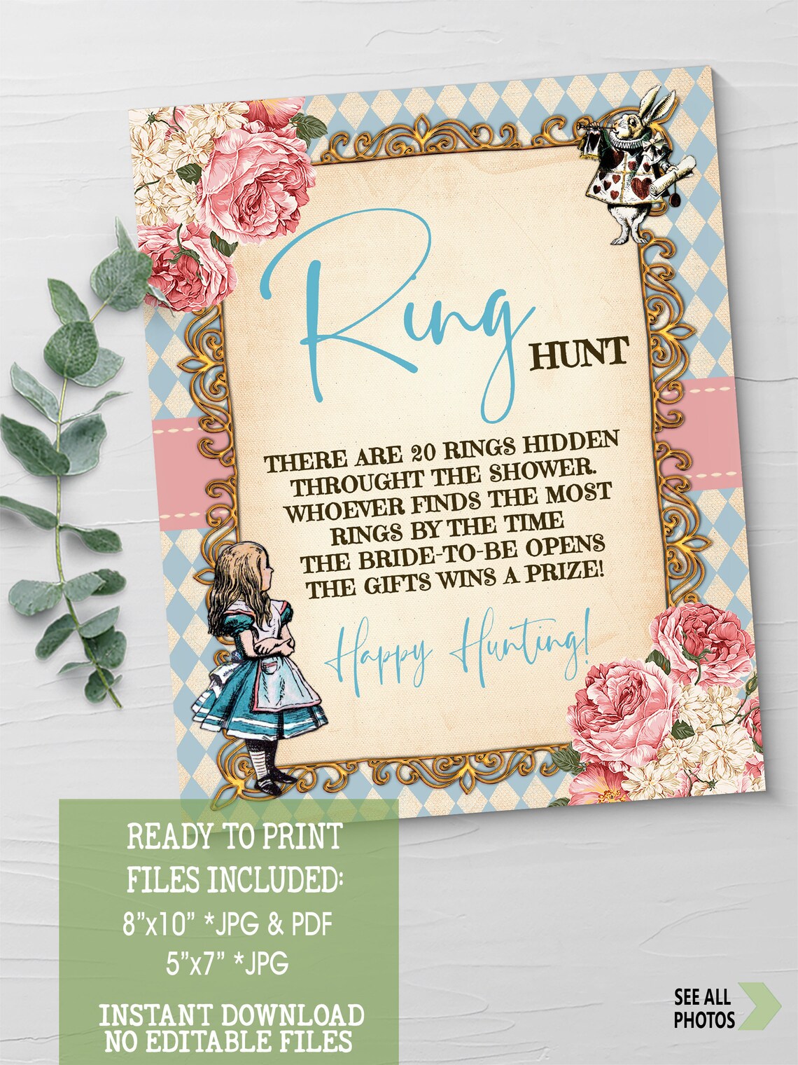 Ring Hunt Bridal Shower, Find the Rings Game, Alice in Wonderland ...