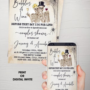 Halloween Bubbles and Wine Before I Do for Life Skeletons Couples ...