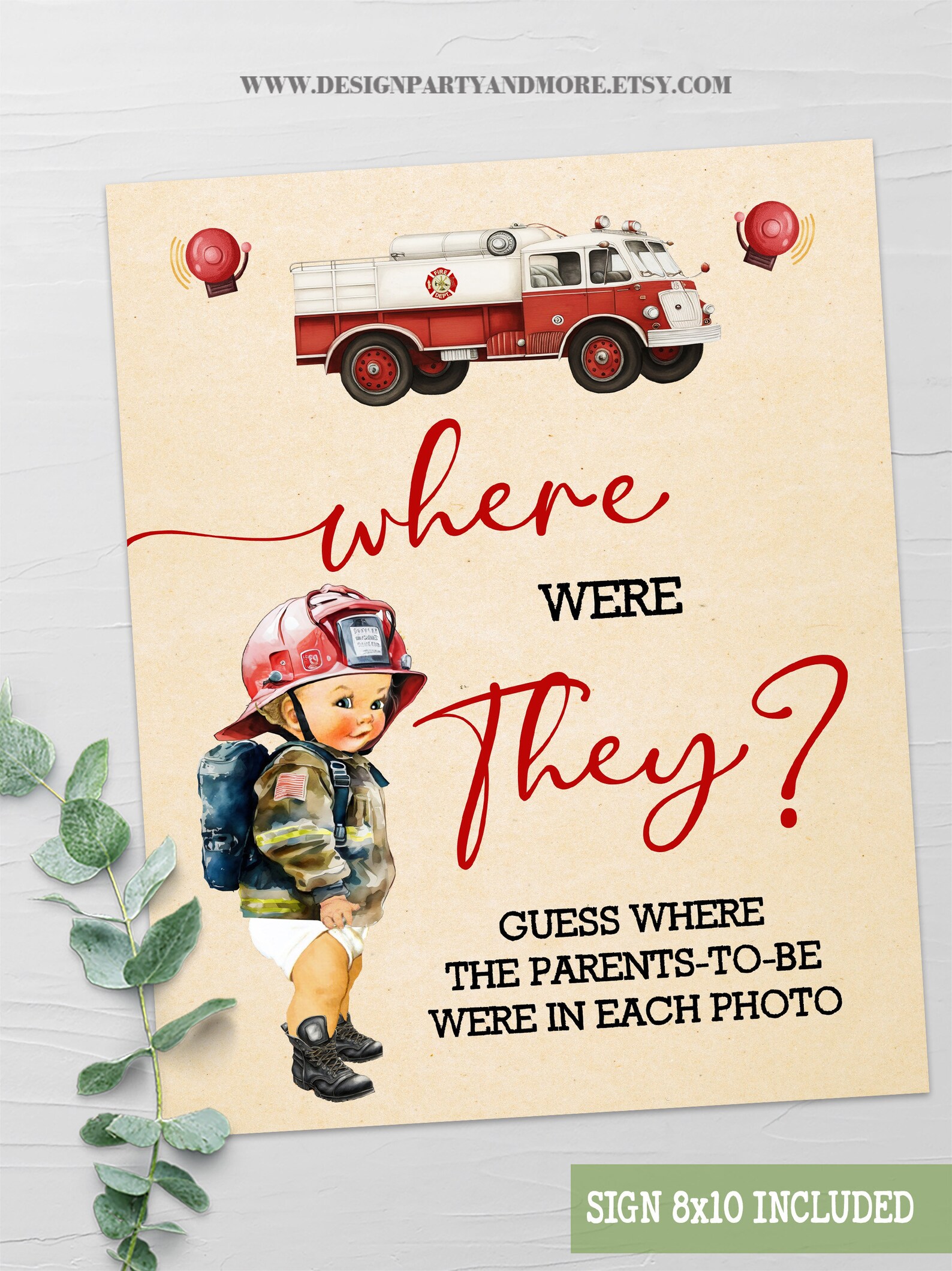 Little Firefighter Where Were They Baby Shower Game, Fireman Fire Truck ...