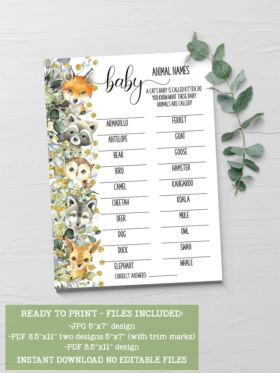 Forest Animals Baby Animals Name Game, Guess Baby Animal Names Wild One ...