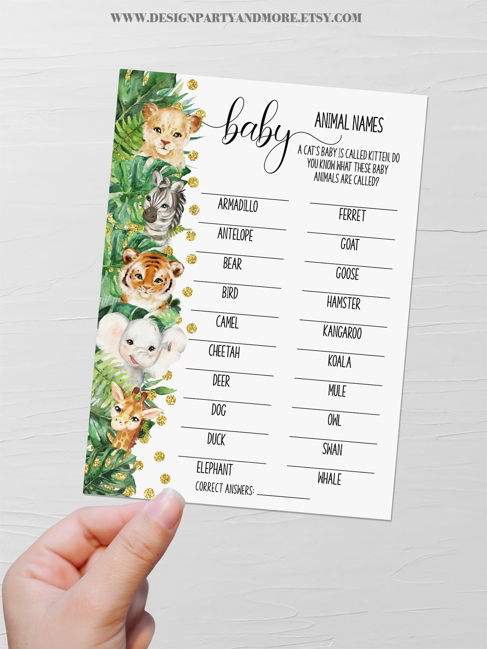 Safari Baby Animals Name Game, Guess Baby Animal Names Game, Wild One ...