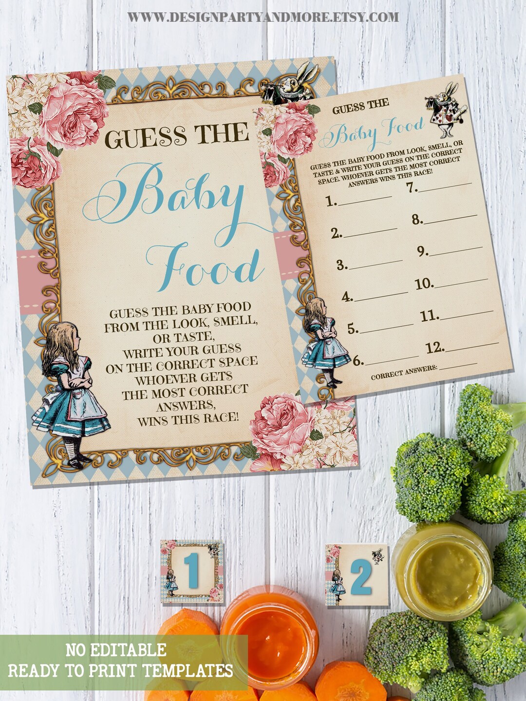 Guess Baby Food Game Taste Baby Food, Alice in Wonderland Baby Shower ...