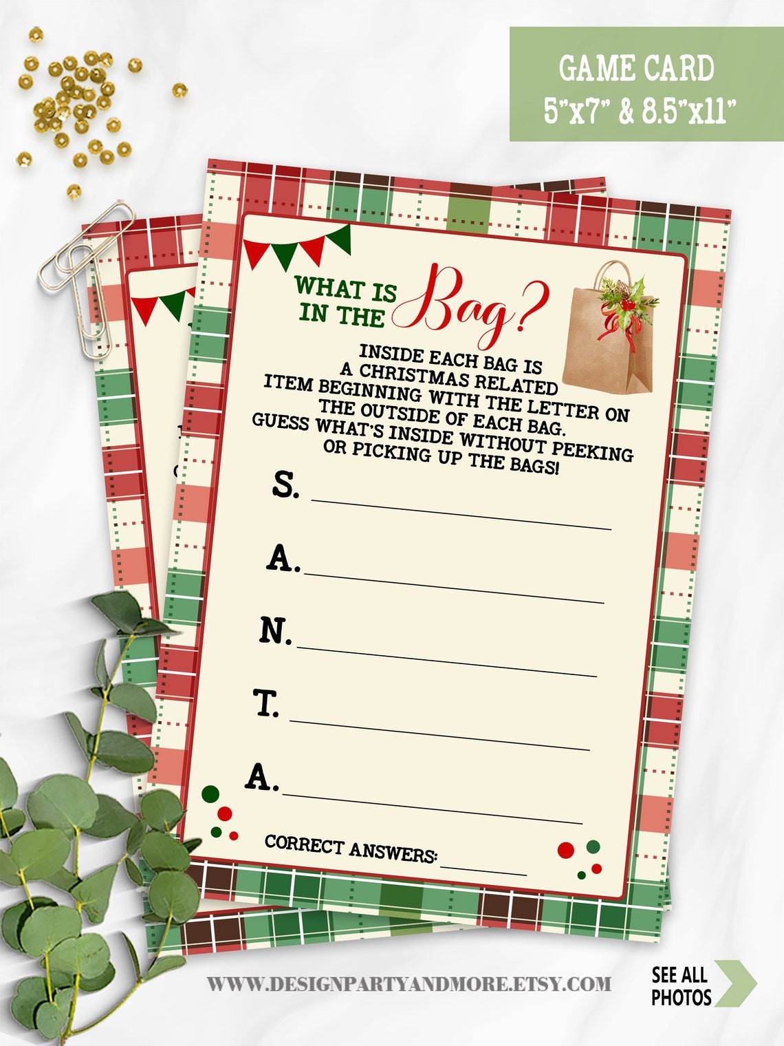 Christmas Guess What is in the Bag Game, Vintage Santa Christmas ...