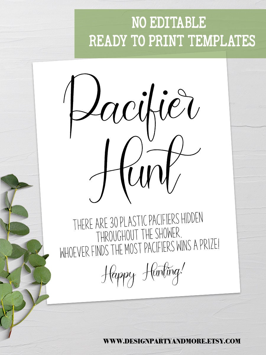 Pacifier Hunt Game, Minimalist Baby Shower Game, Find the Pacifiers ...