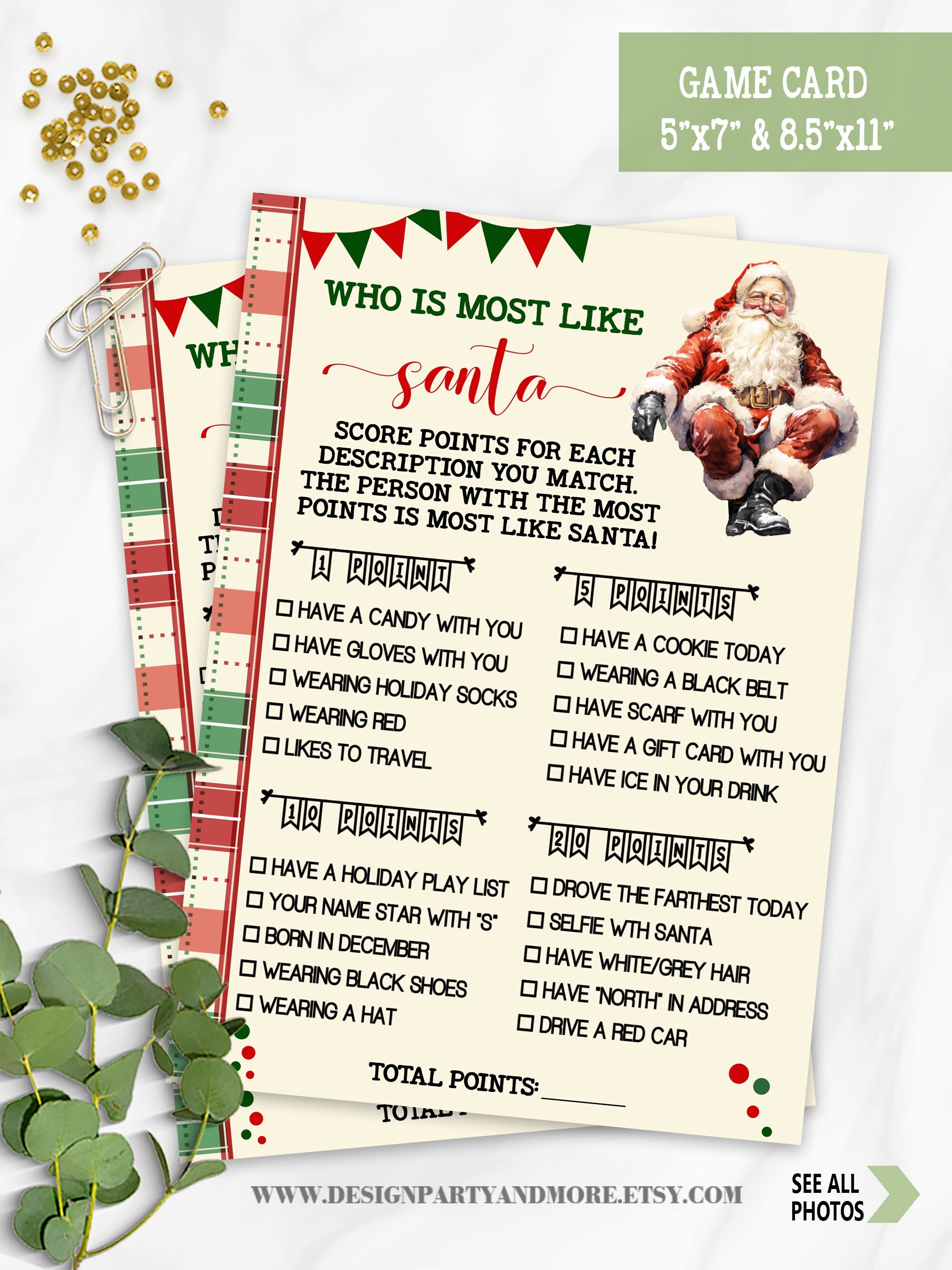 Christmas Who is Most Like Santa Game, Vintage Santa Christmas, Family ...