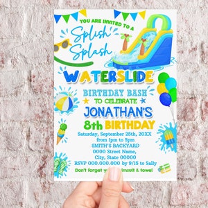 Splish Splash Waterslide Birthday Bash Invitation Splish Splash Water ...