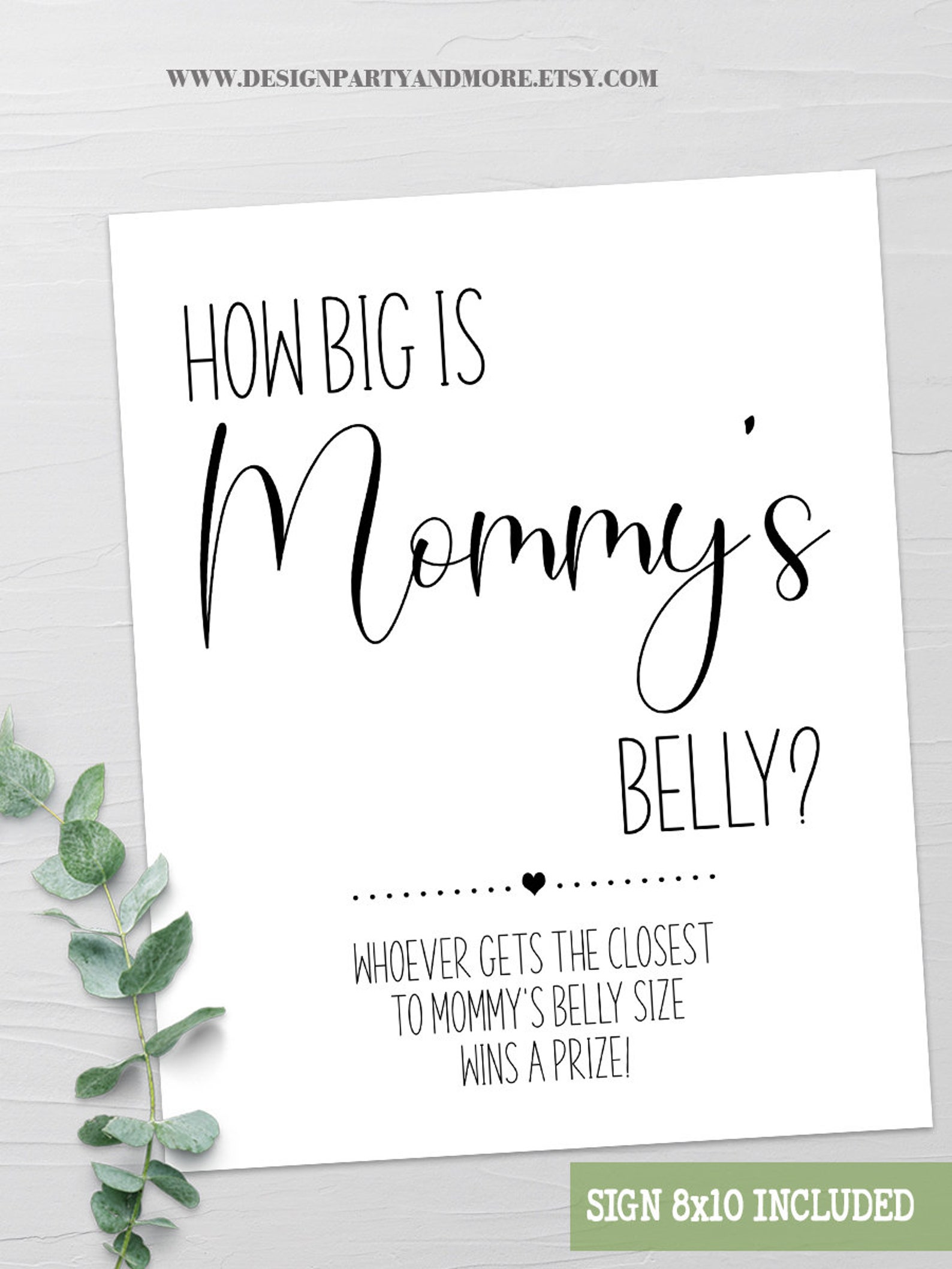 How Big is Mommy's Belly Shower Game, Minimalist Baby Shower Game ...