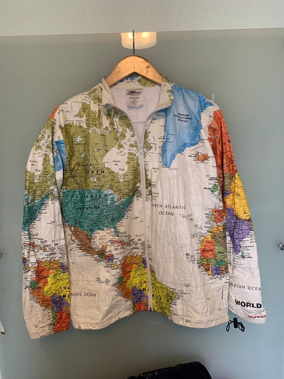 Vintage MapQuest Leslie Jordan World Map Tyvek Jacket - Gem