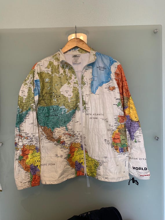 Vintage MapQuest Leslie Jordan World Map Tyvek Jacket - Gem
