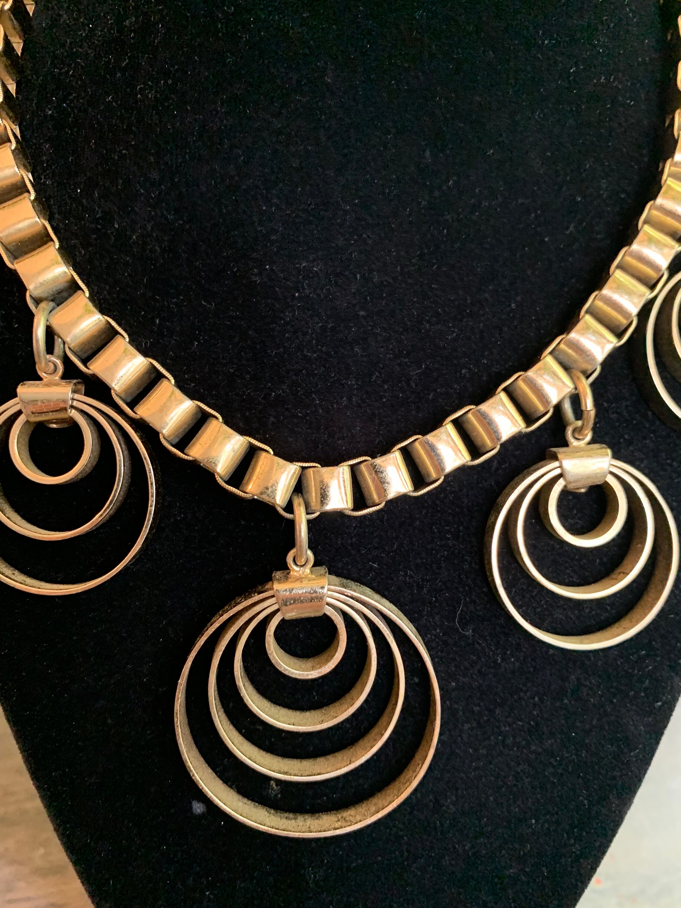 Vintage Napier Box Chain Swirly Hoops Necklace - Etsy